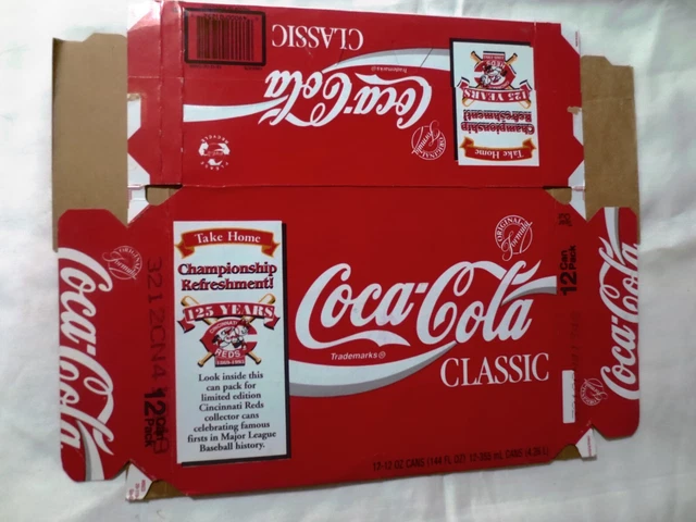 COCA-COLA CLASSIC PAPERBOARD Package for 12 12oz Cans Cinncinati Reds ...