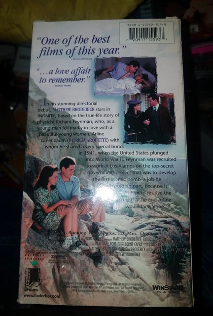 INFINITY (VHS, 1998) Matthew Broderick, Patricia Arquette $11.65 - PicClick AU