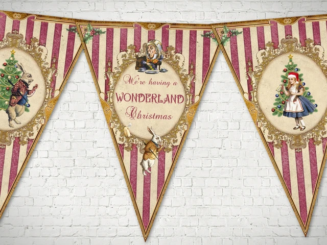 ALICE IN WONDERLAND 'Having a Wonderland Christmas' Bunting/Banner ...