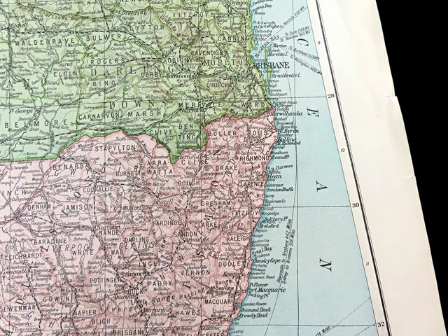 MAP OF AUSTRALIA South East New South Wales Victoria Post WW1 Antique ...