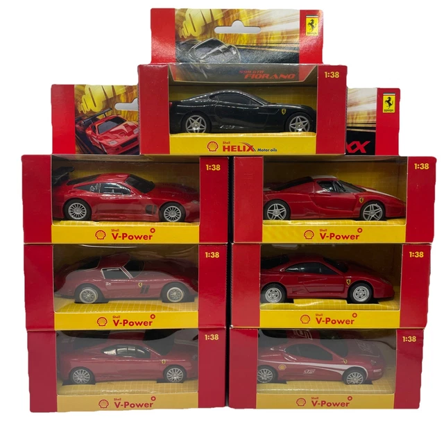 SHELL V-POWER FERRARI Complete Set 2006 1:38 Scale x7 Hot Wheels Vroom ...