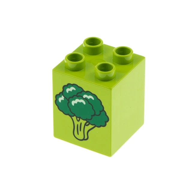 1X LEGO DUPLO Motivo Construcción Piedra 2x2x2 Lima Verde Claro Impreso ...