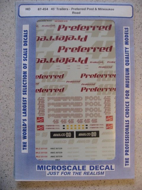 MICROSCALE DECAL HO 87-454 45' Trailers - Preferred Pool & Milwaukee ...