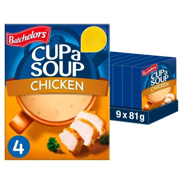 BATCHELORS CUP A Soup Chicken 4 Sachets 9, 18 or 36 x 81g Instant Soup ...