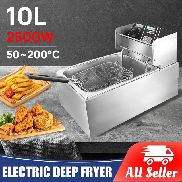 DEEP FRYER 10L Stainless Steel Basket Electric Commercial Fat Chip ...