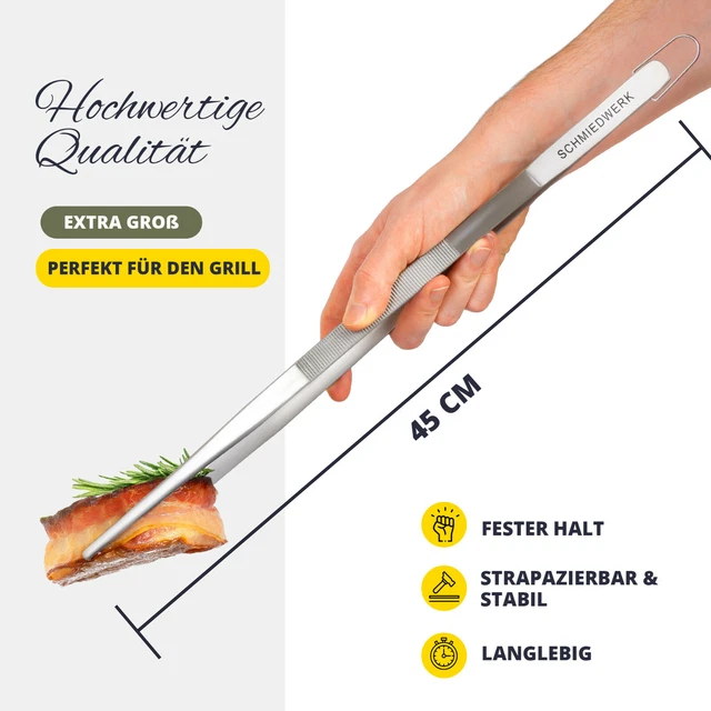 PROFI EDELSTAHL KOCHPINZETTE Küchenpinzette Grillpinzette Grillzange ...