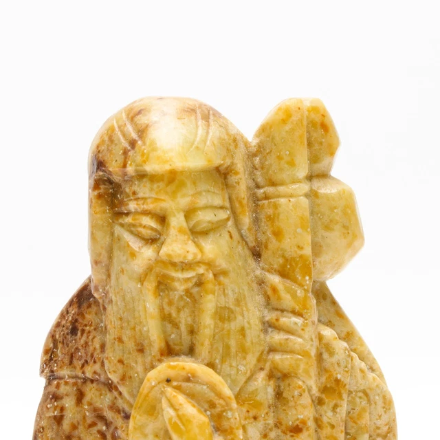 CHINESE SOAPSTONE RUSSET Carved Laozi Immortal Figure Staff Late ...