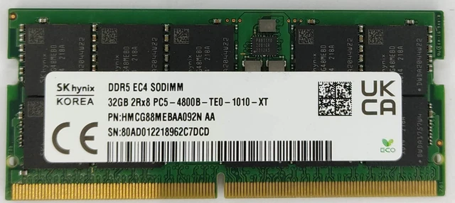 32GB SK HYNIX PC5-4800B-T ECC DDR5 RAM Memory module SO-DIMM £99.99 ...