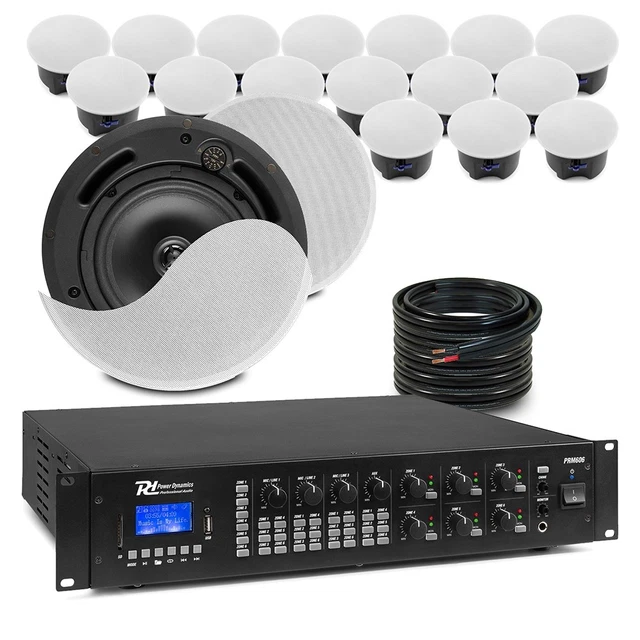 6-ZONE MATRIX PA System with 18x PS65 Ceiling Speakers & Backbox for ...