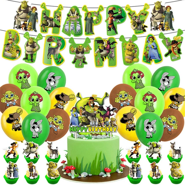SHREK CARTOON KIDS Birthday Party Decorations Banner Balloon Cake ...