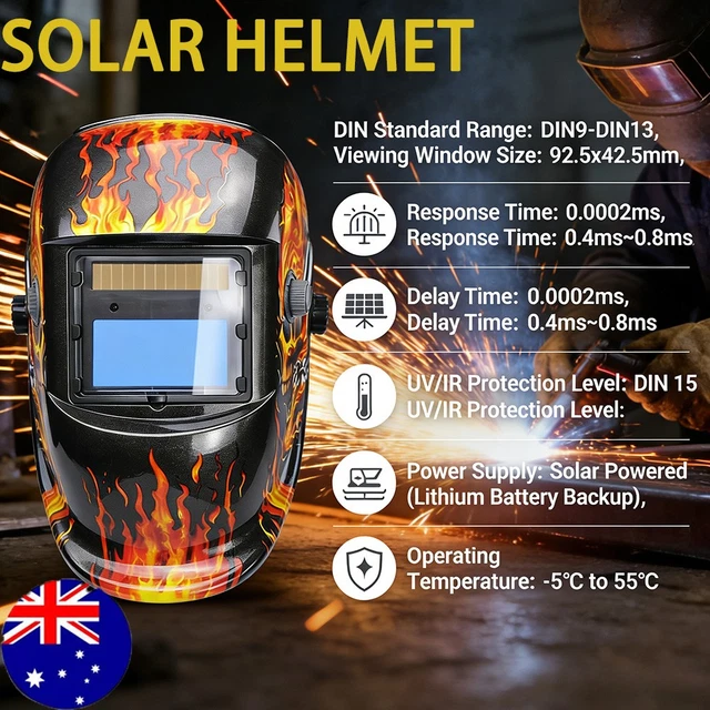 AUTO DARKENING SOLAR Helmet Lens Offering Large View for ARC TIG MIG ...