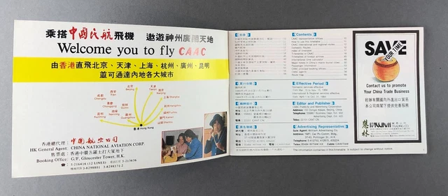CAAC CHINA AIRLINE Timetable Summer 1984 Route Map Boeing 747 EUR 56,97 ...