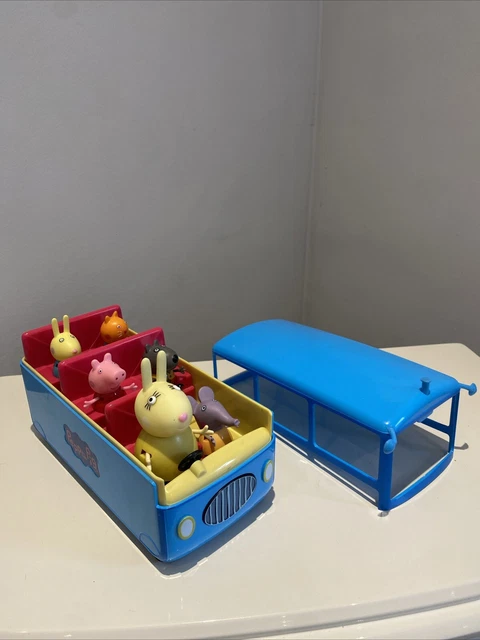 PEPPA PIG MRS Rabbit School Bus With Talking Sounds & Music + 6 Posable ...