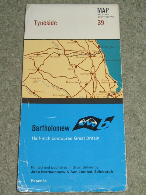 BARTHOLOMEWS HALF INCH Map - sheet 39 Tyneside - on paper - 1962 £0.99 ...