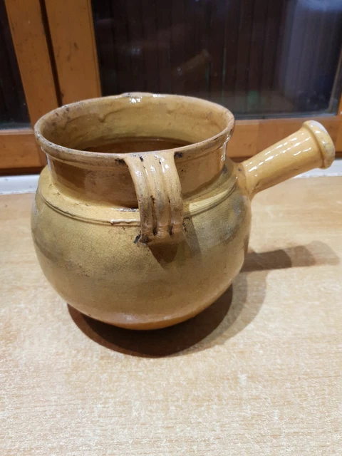 TOUPIN EN TERRE cuite ancien poterie avec anse 16,5 cm EUR 35,00 ...