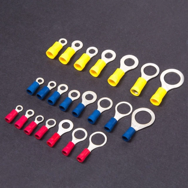 INSULATED CRIMP RINGS Red Yellow Blue Electrical Copper Terminal ...