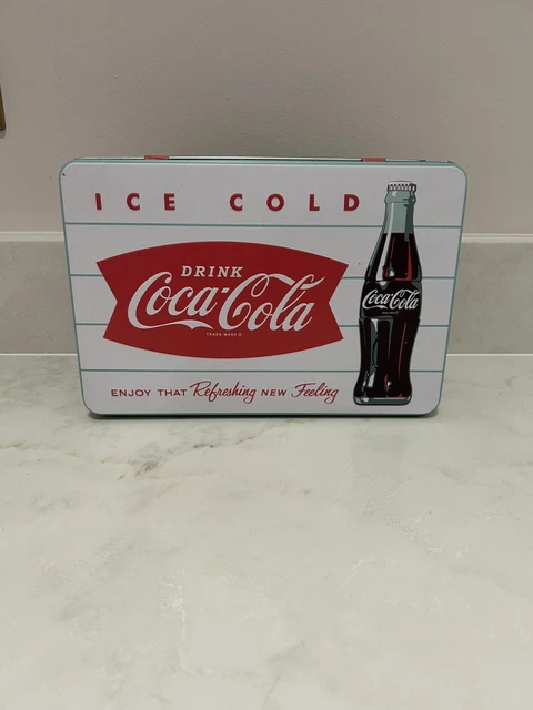 COCA COLA HINGED Storage Tin Replica Vintage. Pantry Kitchen Cupboard £ ...