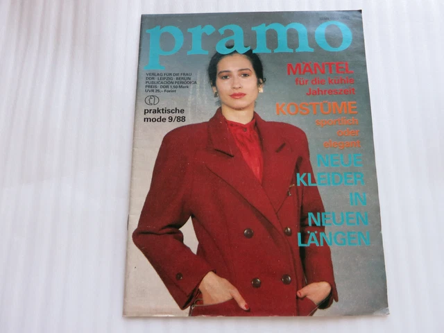 DDR PRAMO PRAKTISCHE Mode Schnittmuster 9/1988 Mantel Kleid Jacke Rock ...