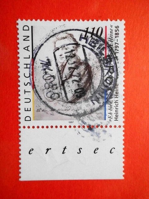 BM. BRIEFMARKEN BRD 1997 100. Geburtstag Heinrich Heine Mi.Nr. 1962 o Rand unten EUR 1,70 ...