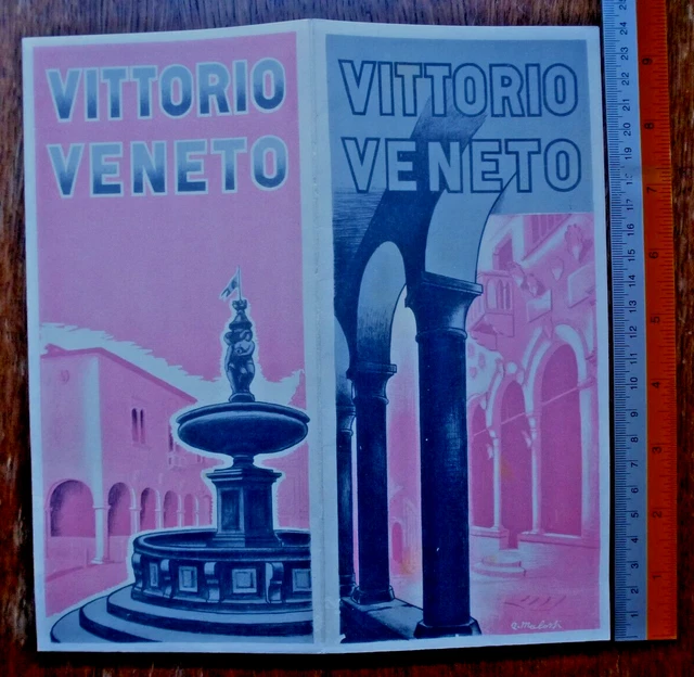 DEPLIANT BROCHURE VITTORIO VENETO con cover e cartina disegnata da Malossi 1956 EUR 5,00 ...
