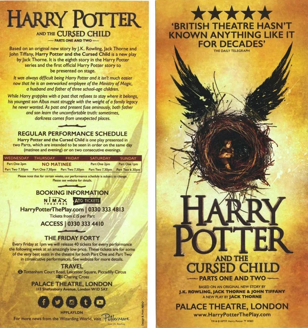 THEATER FLYER: HARRY POTTER AND THE CURSED CHILD - London EUR 1,00 ...