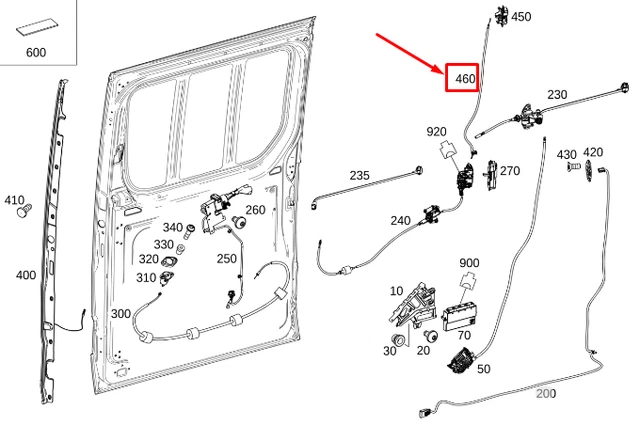 MERCEDES-BENZ SPRINTER 907 Left Sliding Door Lock Cable A9107302400 NEW ...