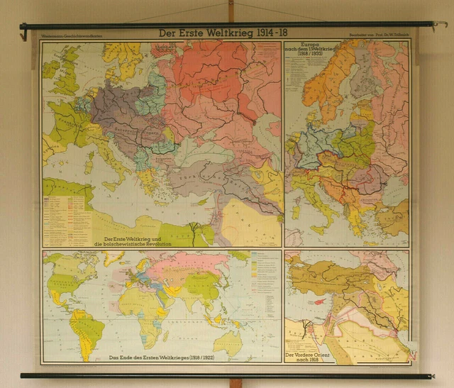SCHOOL WALL MAP wall map school map The First World War 1914-18 WWI ...