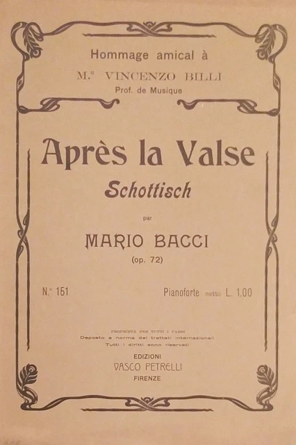 SPARTITI - APRES la Valse - Scottish pour Pianoforte par Mario Bacci ...