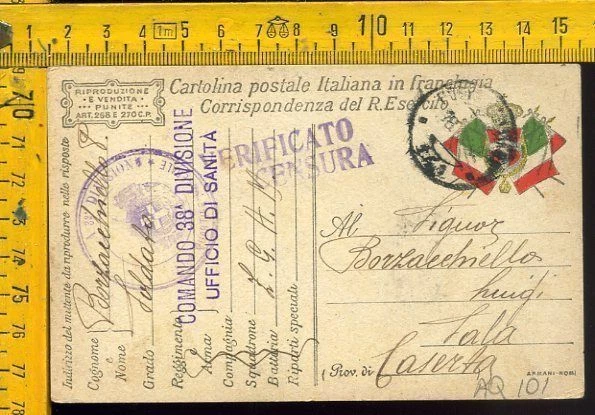 WW1 PRIMA GUERRA Franchigia Posta Militare aq 101 per Sala Caserta EUR 5,99 - PicClick FR