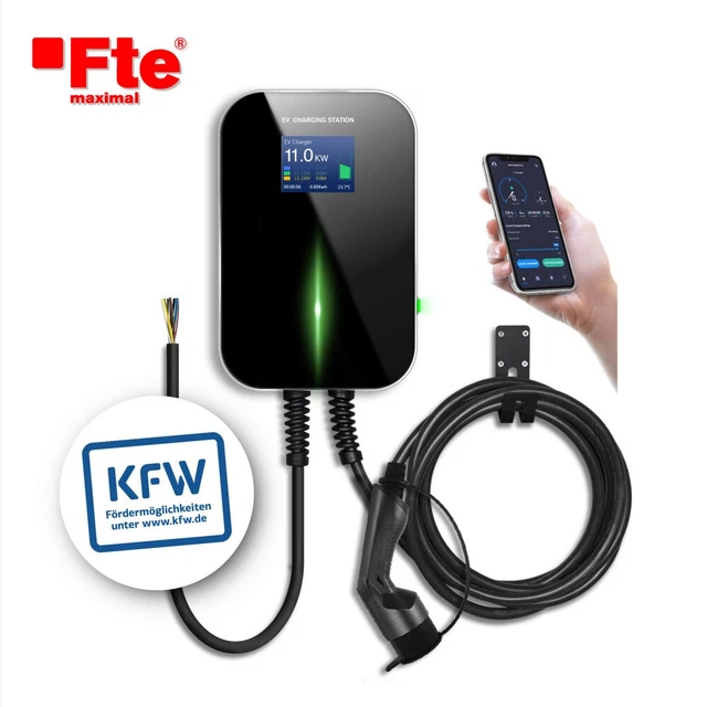FTE WALLBOX 11KW Fte-WB2-11-LK 3-Phase 6m Cable EV Charging Station App ...