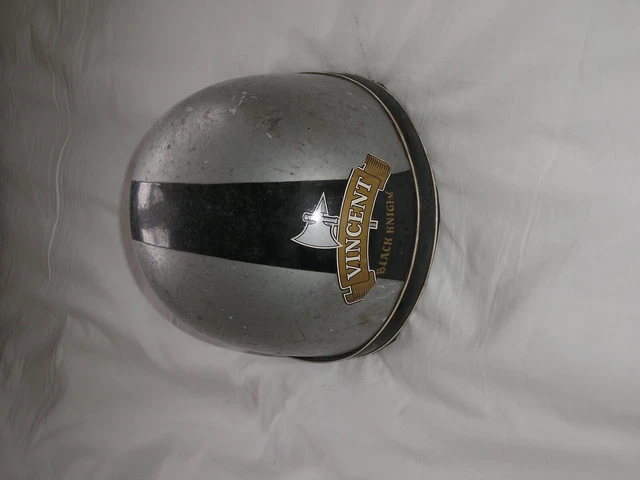 VINTAGE STADIUM CRASH helmet Vincent Black Knight original labels £31. ...