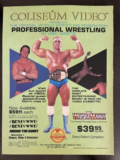 COLISEUM VIDEO WWF Wrestle Mania Official Video Promo Magazine Insert ...