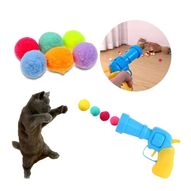 CAT TEASER TOY Indoor Launchers Ball Set Cat Teasing Toy Ball ...