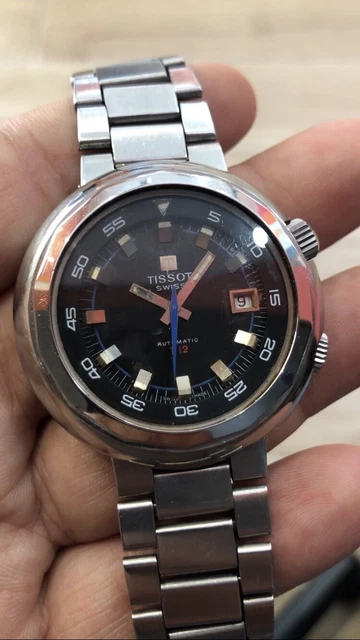DIVER VINTAGE TISSOT Super Compressor Ufo T12 Two Crown Automatic Cal ...