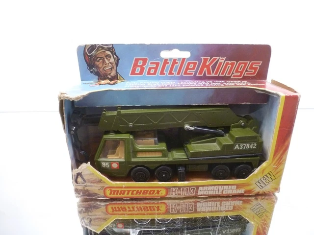MATCHBOX BATTLE KINGS K113 ARMOURED MOBILE CRANE - ARMY GREEN L17.0cm - GOOD IB EUR 40,00 ...