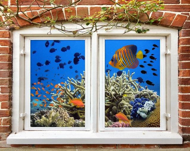 3D UNDERWATER CORAL A783 Window Film Print Sticker Cling Stained Glass UV Zoe EUR 22,18 ...