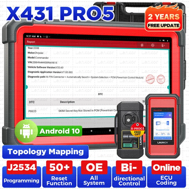 2024 LAUNCH X431 PRO 5 OBD2 Dispositivo Diagnostico Scanner J2534 ECU Programmatore X-PROG3 EUR ...