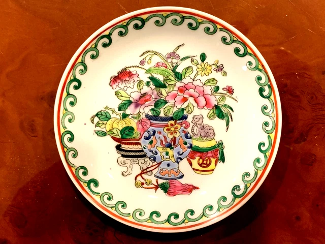 ANTIQUE CHINESE HAND Painted Porcelain Enamle Still Life Flowers Plate ...