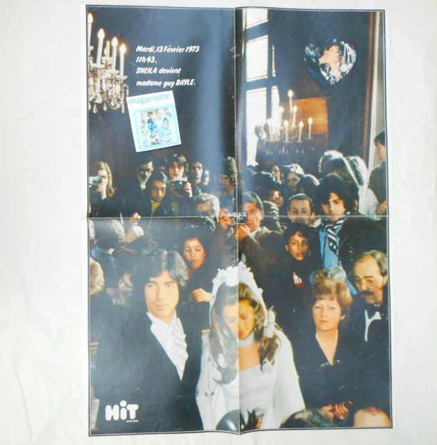 GRAND POSTER HIT magazine mariage Sheila et Ringo 13 février 1973 Guy ...