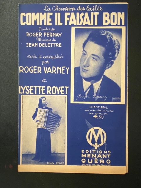 PARTIZIONE PICCOLO FORMATO " Come Faceva Bene Roger Varney E Lysette ...
