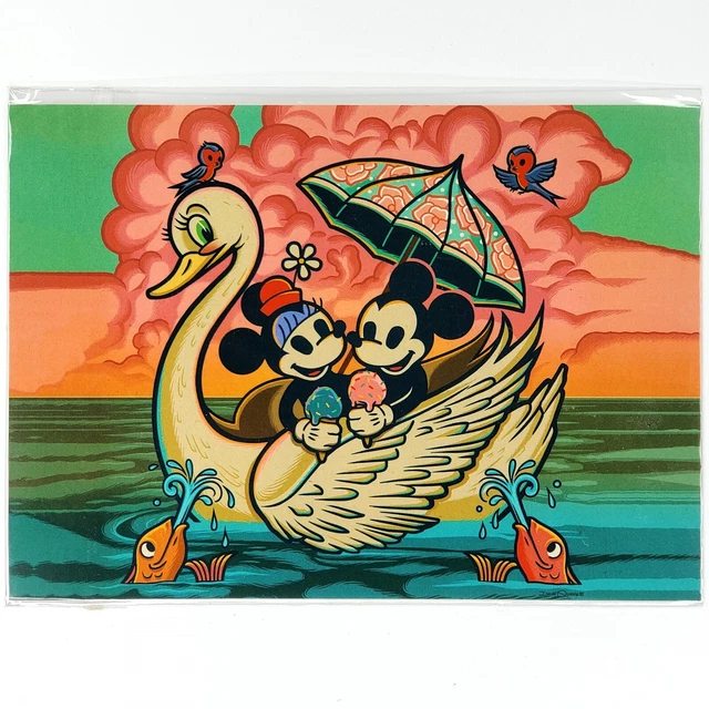 MICKEY MOUSE MINNIE Mouse Postcard Disney WonderGround Gallery Swan ...