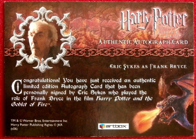HARRY POTTER & GOBLET OF FIRE - ERIC SYKES - Personally Signed ...