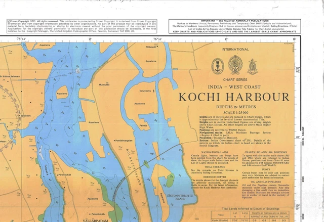AMIRAUTÉ 61 INDE Ouest Coast Kochi Port Tableau Carte Maritime Marine ...
