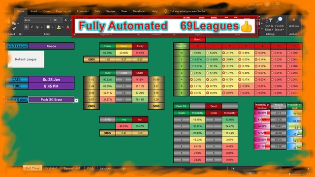 FOOTBALL SOCCER EXCEL Betting Predictor Fully Automated System Poisson ...
