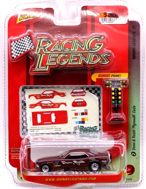 JOHNNY LIGHTNING RACING Legends 1971 Plymouth Cuda F/C Dunn & Wreath Dk ...