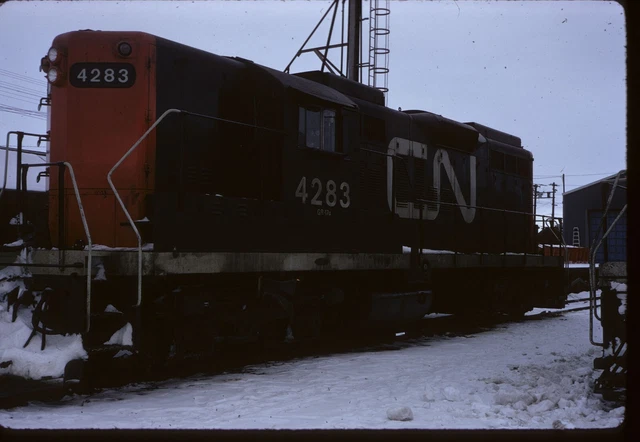 BH.DDB3.CN202 ORIGINAL SLIDE Canadian National EMD GP9 #4283 at Calgary ...