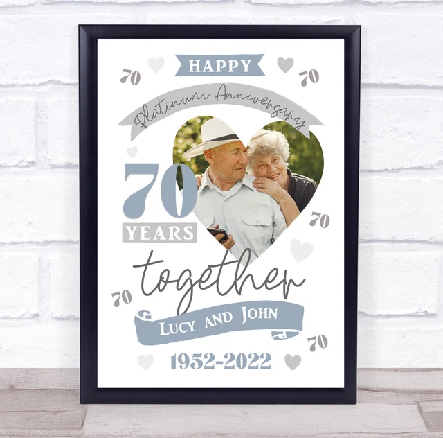 70 Years Together 70th Wedding Anniversary Platinum Photo T Print