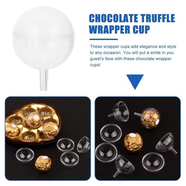 25 PCS PLASTIC Transparent Chocolate Truffle Wrapper Cups Candy Holders ...