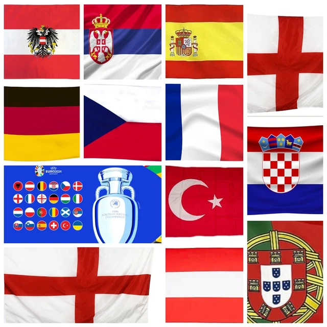EURO 2024 FLAGS Large 5x3ft outdoor flags With Brass Eyelets UEFA Euros ...