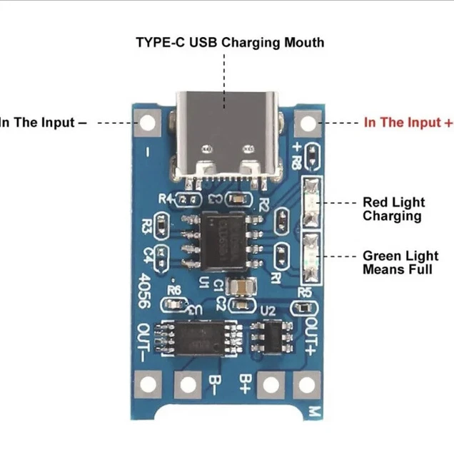 TP4056 USB-C 18650 Li-Ion Lademodul 5V 1A Laderegler Charger ...